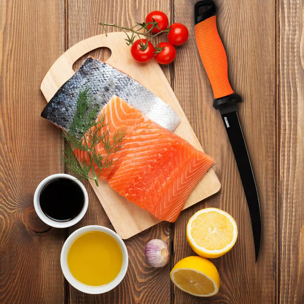 Fish Scale Pattern Fishing Knife with PP+Golf Leather – Dispatch Knives