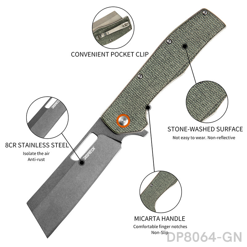 Sheepsfoot Blade Folding Knife with Micarta Handle and Clip for EDC an ...