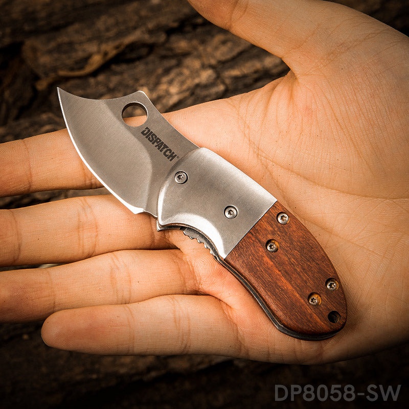 2.75" Closed Mini Folding Pocket Knife Red Wood Handle for Everyday Ca ...