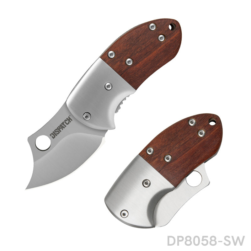 2.75" Closed Mini Folding Pocket Knife Red Wood Handle for Everyday Ca ...